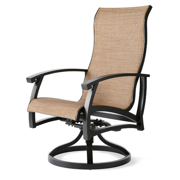 Georgetown Sling Swivel Rocking Dining Armchair by Mallin | Aluminum ...