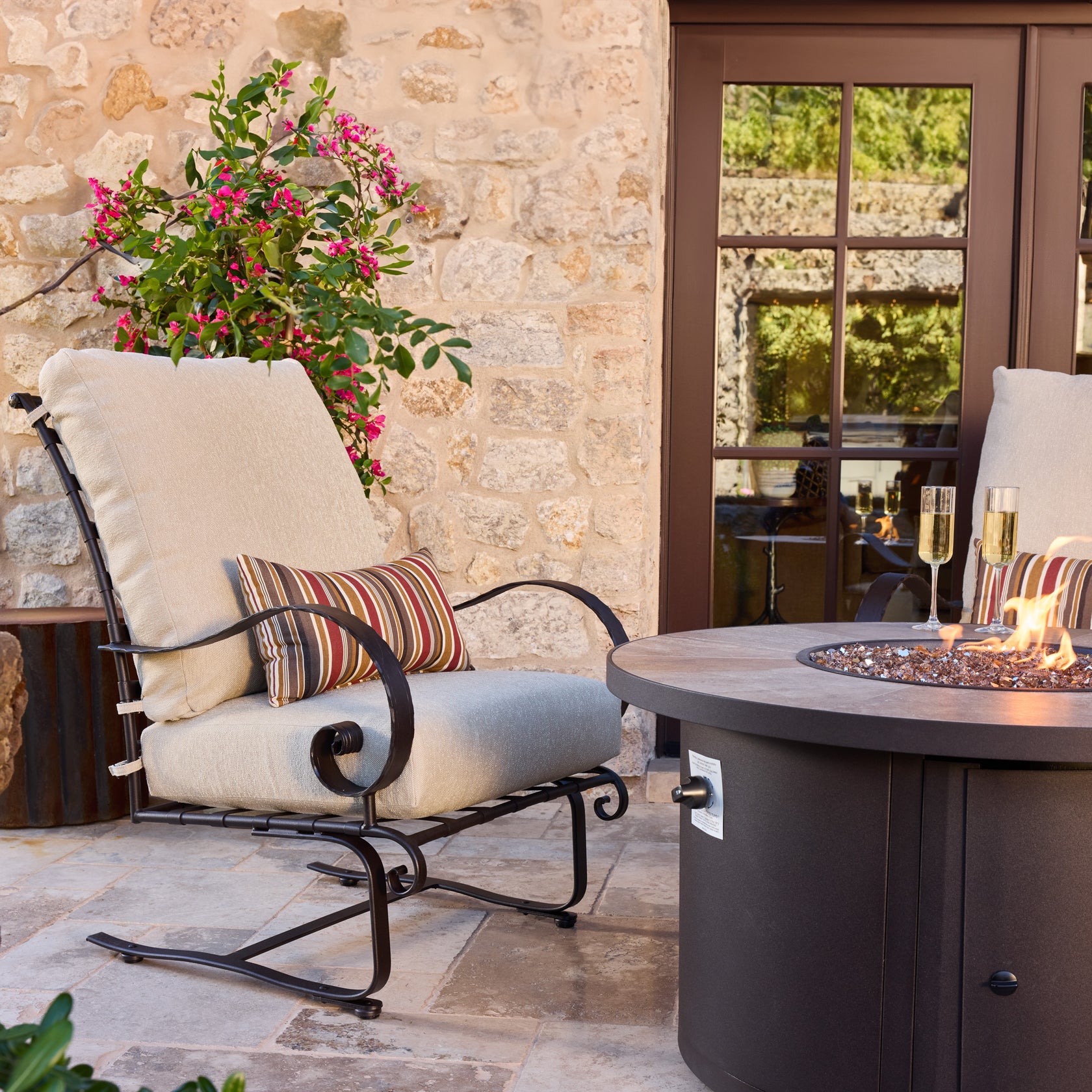 54" Round Chat Height Capri Fire Pit by O.W. Lee | Wrought Iron Fire ...